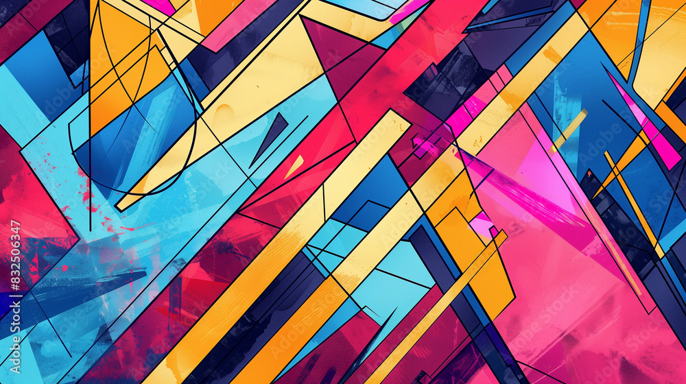 Intense shapes and contrasting lines creating a dynamic composition ...