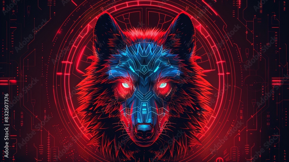 Simple logo for a werewolf board game, cyberpunk art style, comic style ...