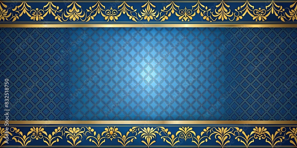 Blue and gold background with elegant gold border Stock Illustration ...