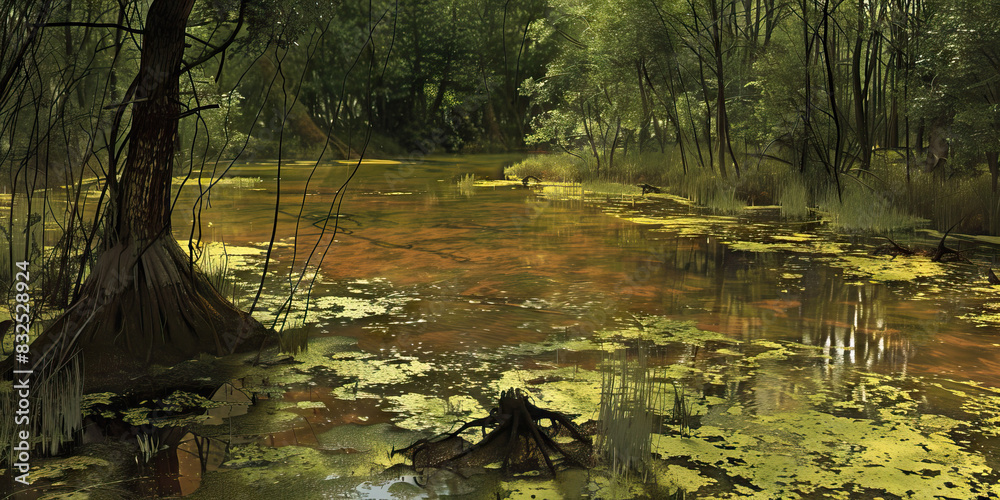 Squalid Sludge Swamp: High-resolution view of a squalid and slimy swamp ...