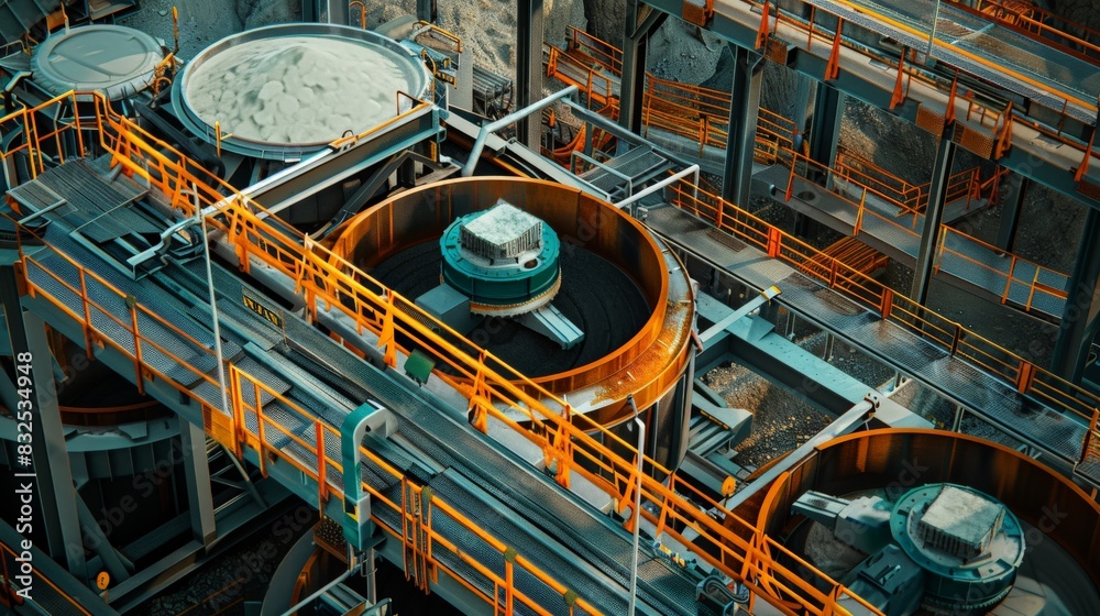 The image shows a large machine used in mining operations. The machine ...