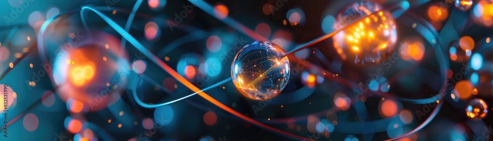 Electrons creating a pattern as they orbit a nucleus in a detailed ...