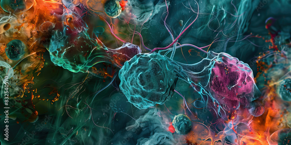 Jade Cancer Cell Progression: Microscopic exploration of jade-colored animal cancer cells ...