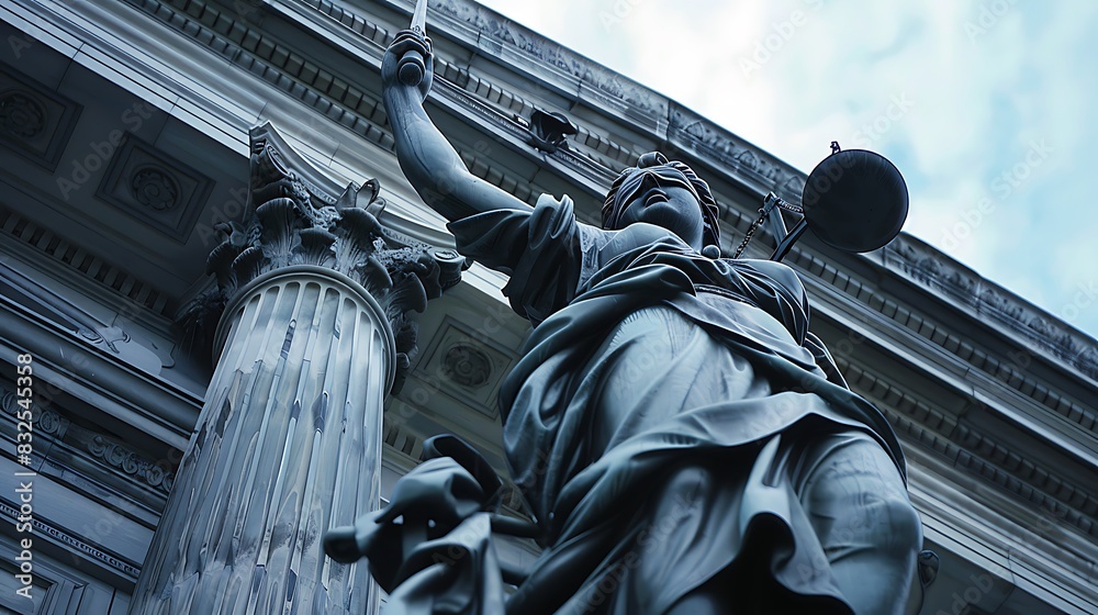 A symbolic statue of Lady Justice holding her scales and sword ...
