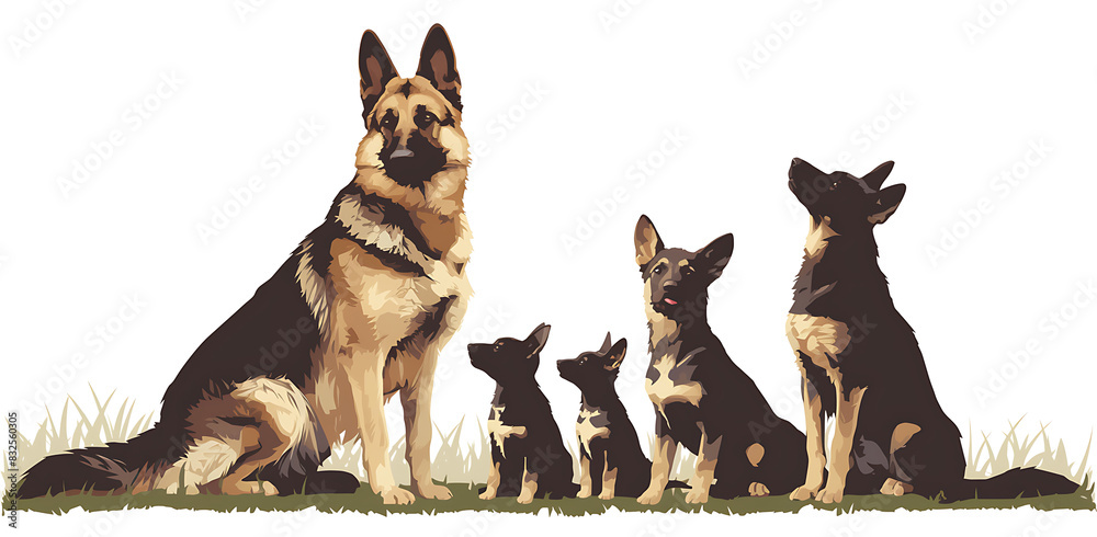 Papa Dog and his son Illustration for Fathers Day, dog png background ...