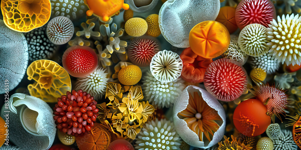 Pollen Grain Morphology: Detailed view of pollen grains from various ...
