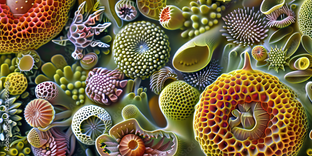 Pollen Grain Morphology: Detailed view of pollen grains from various ...