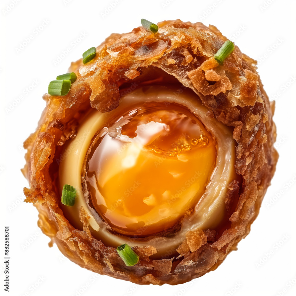 Closeup of crispy Filipino Balut, showing the egg with developing duck ...