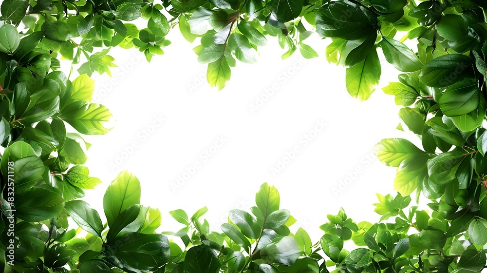 layer of image, tree leaves frame, center plain white background, for ...