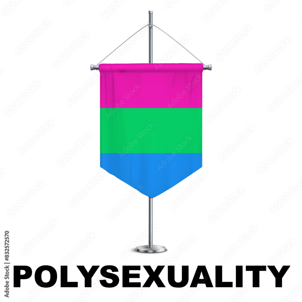 Polysexuality Pride Medieval Vertical Flag Vector - Symbol of Gender ...