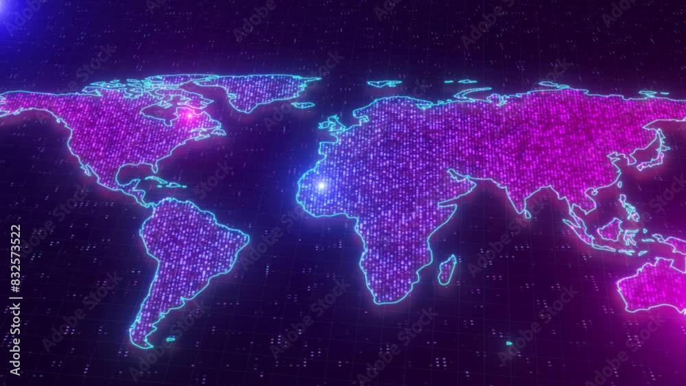 World Map And Big Data Transfer Futuristic Technology Background ...