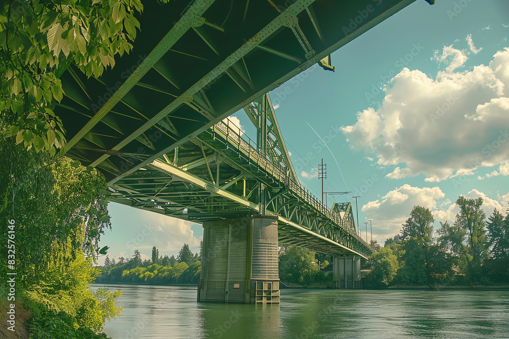 Complex bridge structure over a river, engineering marvel ...