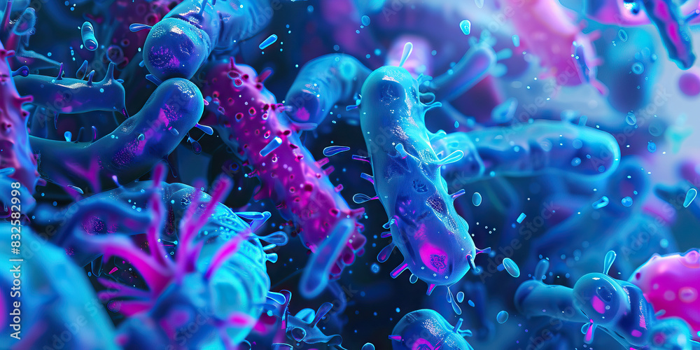 ภาพประกอบสต็อก Azure Bacterial Cell Wall Composition: Close-up view of ...