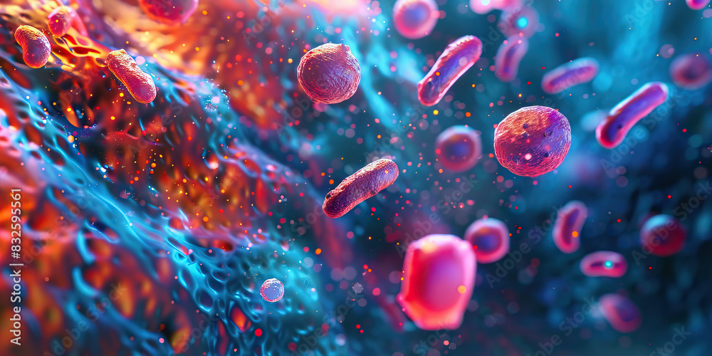 Biochemical Pathways of Bacteria: Close-up view of metabolic processes ...