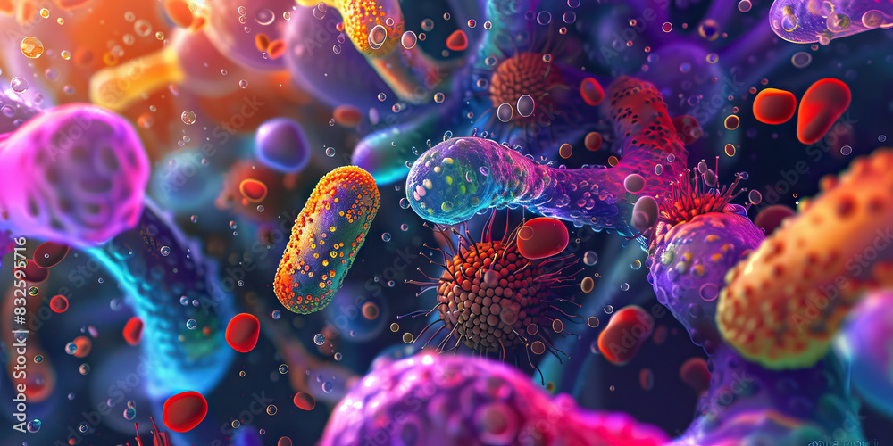 Biochemical Pathways of Bacteria: Close-up view of metabolic processes ...