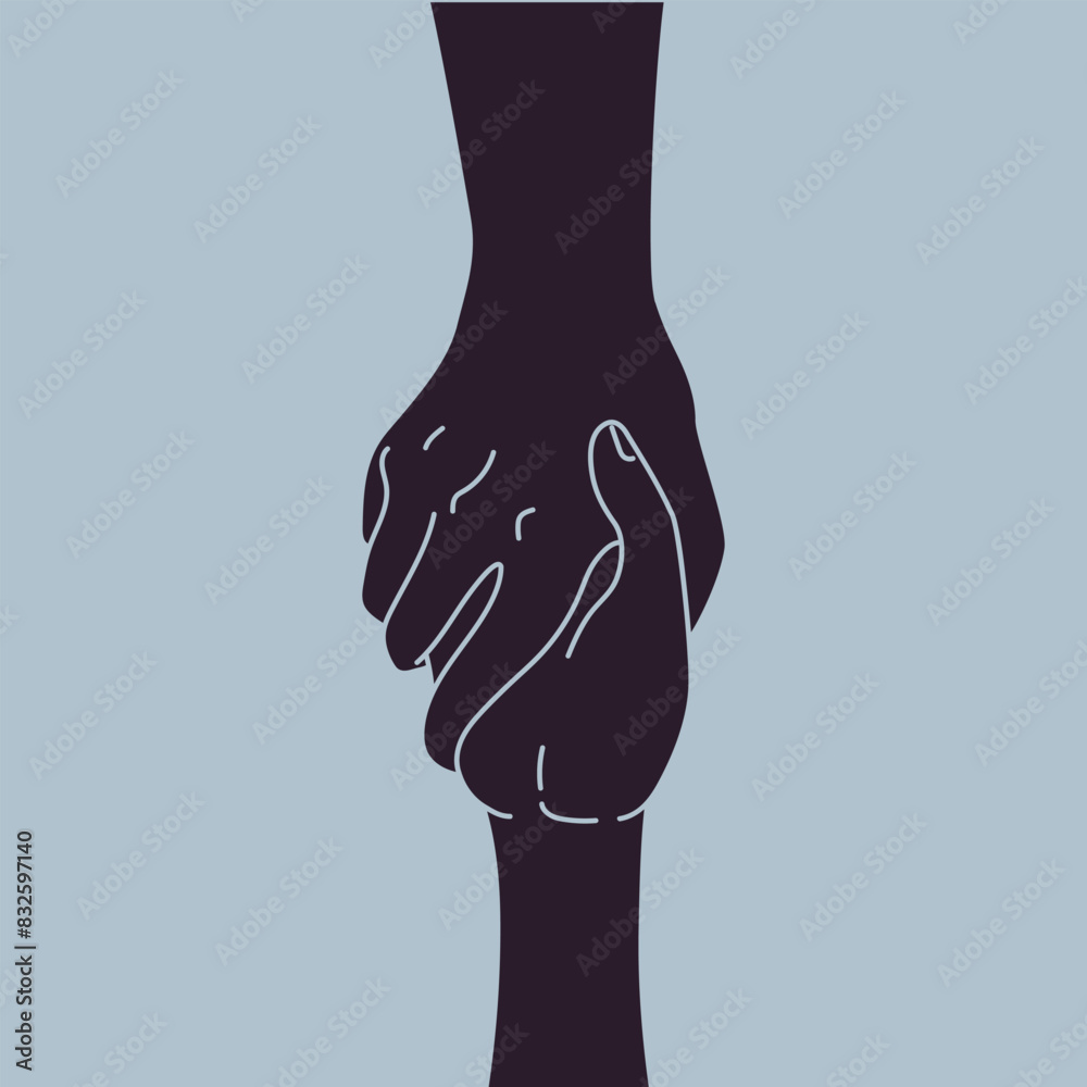 Hand in hand gesture. Hand holding other hand. Couple. Vector ...