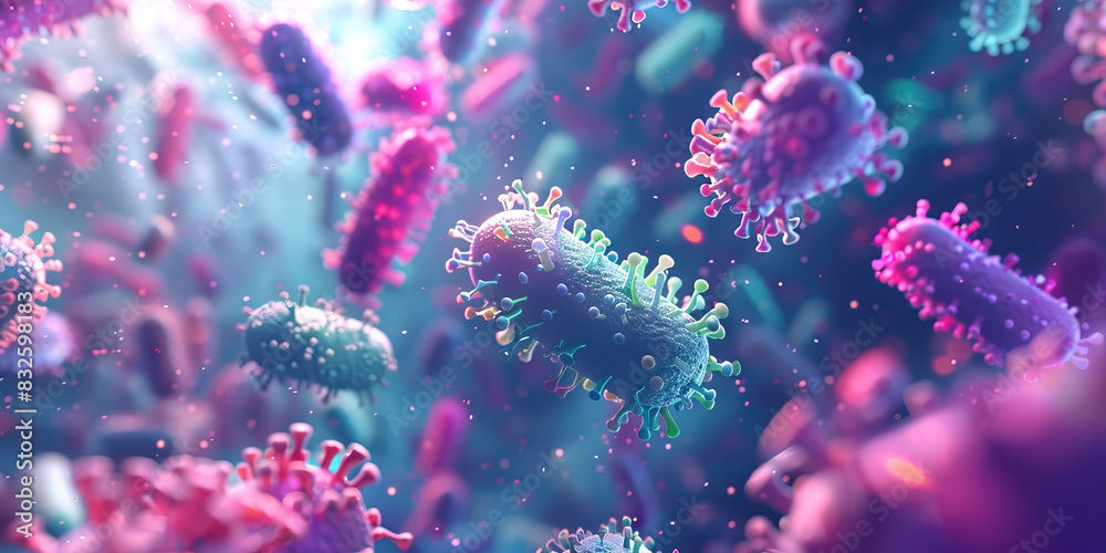 Pathogenic Bacteria: High-resolution close-up of pathogenic bacteria invading host cells ...