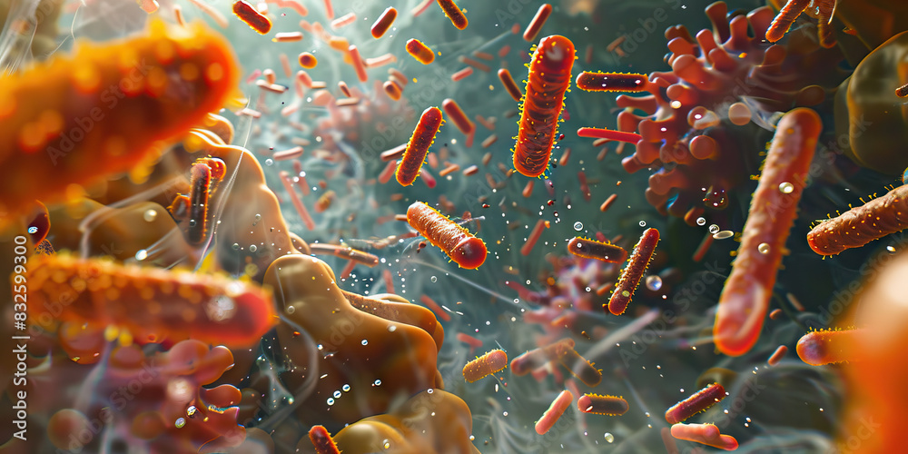 Microbial Invasion: Close-up view of bacterial colonies infiltrating ...