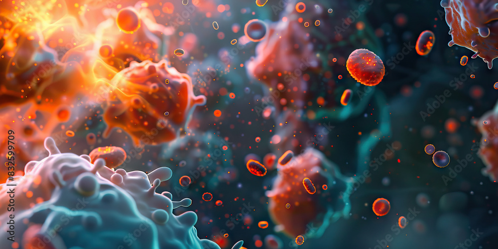 Microbial Invasion: Close-up view of bacterial colonies infiltrating ...