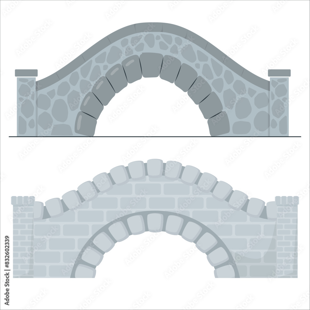 Bridges Isometric Set Stone Bridge Vector Design Illustration Isolated On White Background
