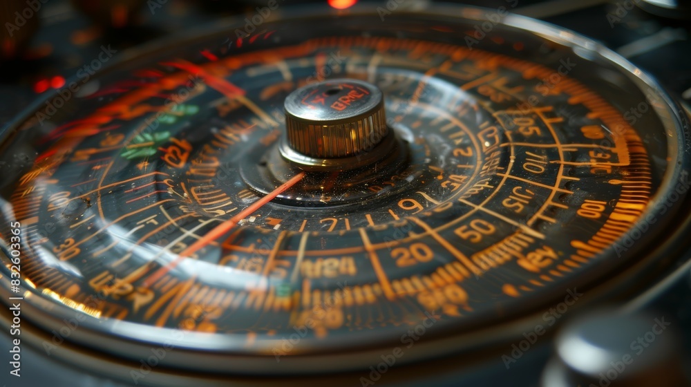 A close-up photograph of a vintage radio dial, with the needle ...
