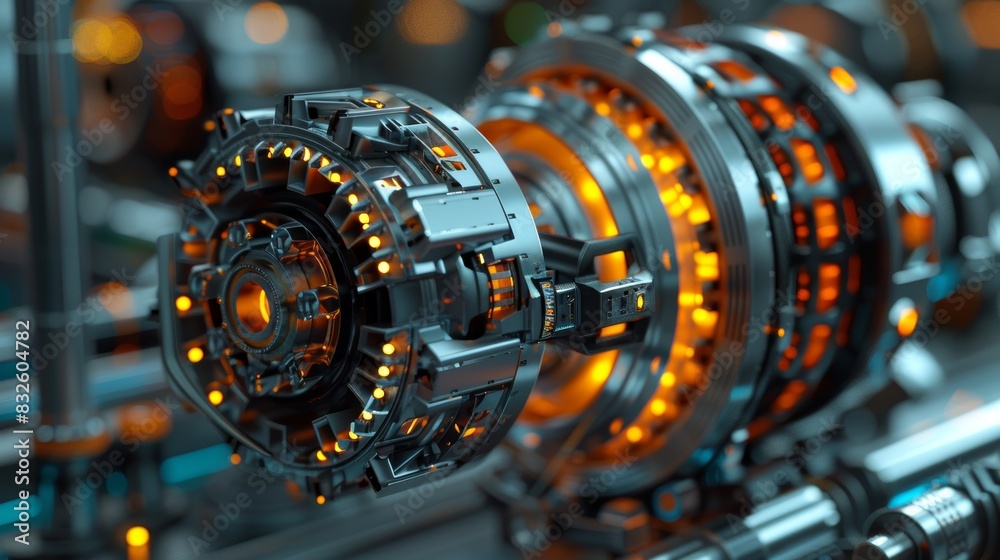 A highly detailed image of an electric motor, with its inner workings ...