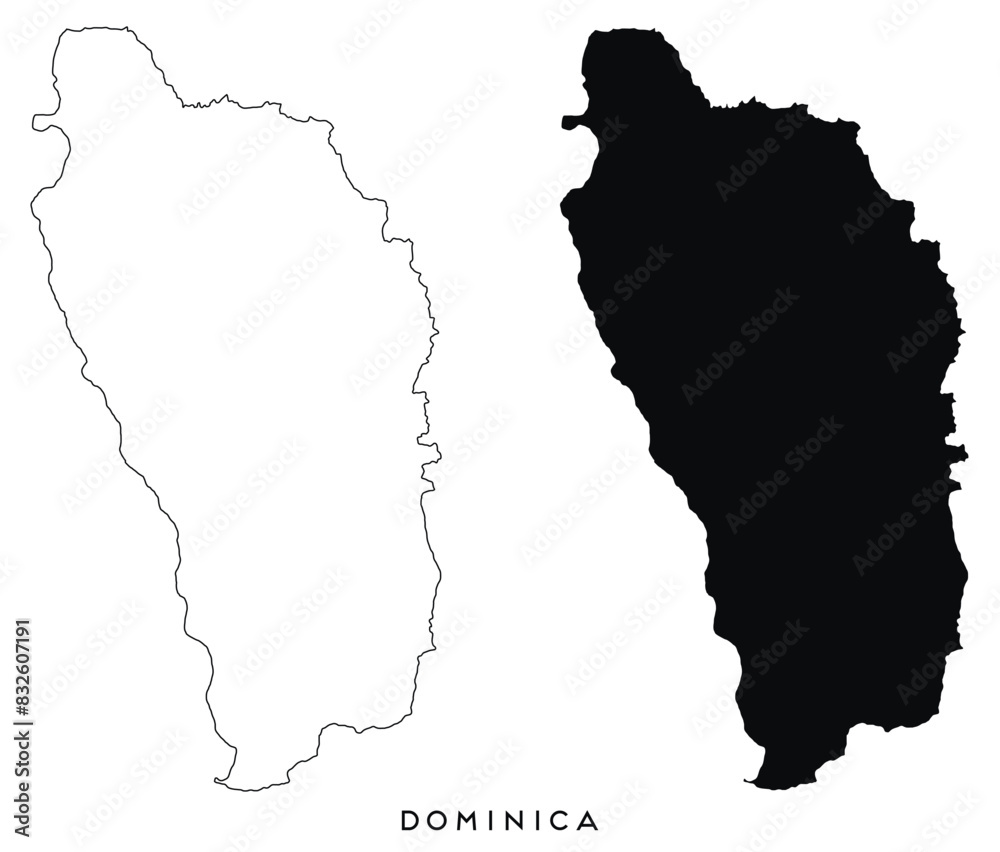 Dominica map of city regions districts vector black on white and ...