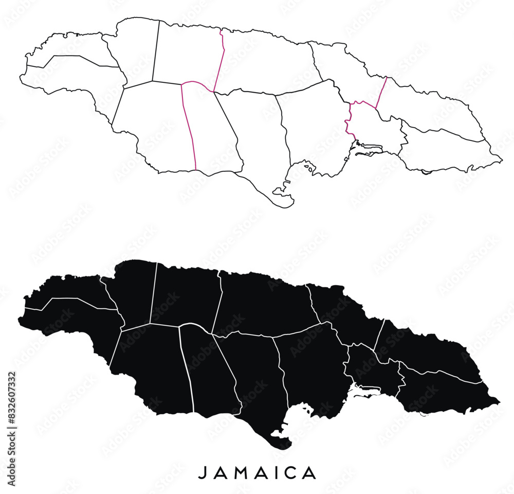 Vetor de Jamaica map of city regions districts vector black on white ...