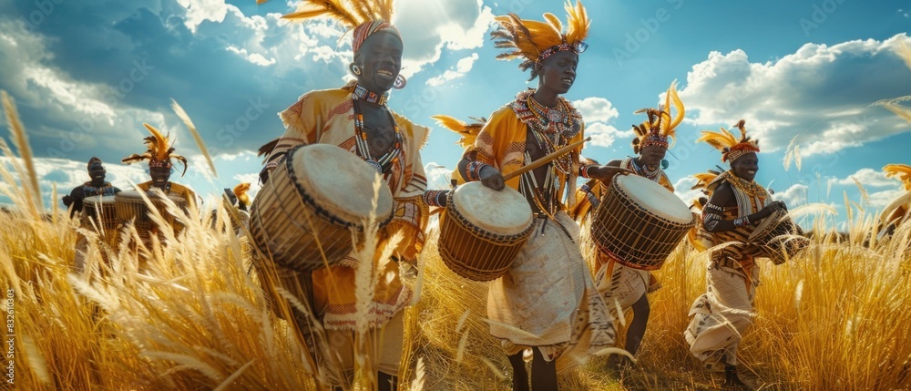 Across the plains of Africa, tribes come together in unity, drums ...