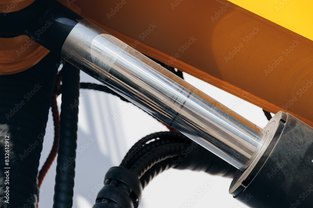 Pneumatic piston for machinery technology. Concept machine for lifting ...