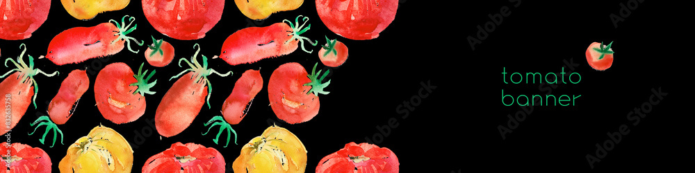 Tomato banner background for pasta packaging design, juice label ...