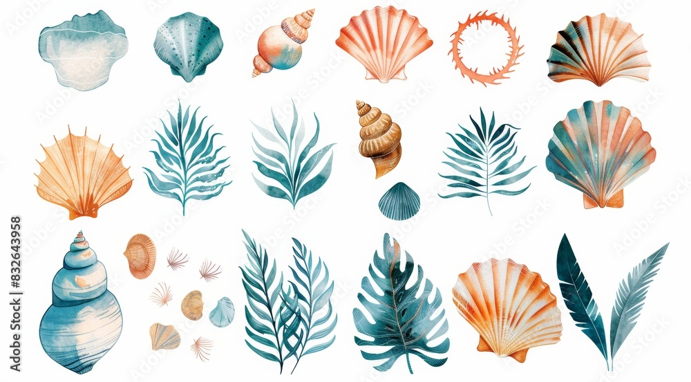 Bohemian linear logos, icons and symbols, sea, ocean, beach and surfing ...