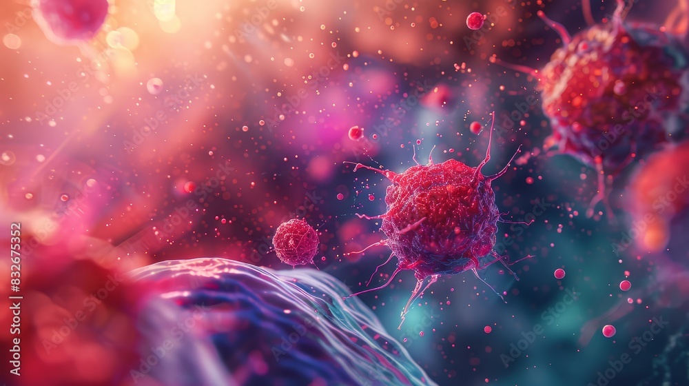 Symbolizing hope in cancer with a wave of color flooding a canvas ...