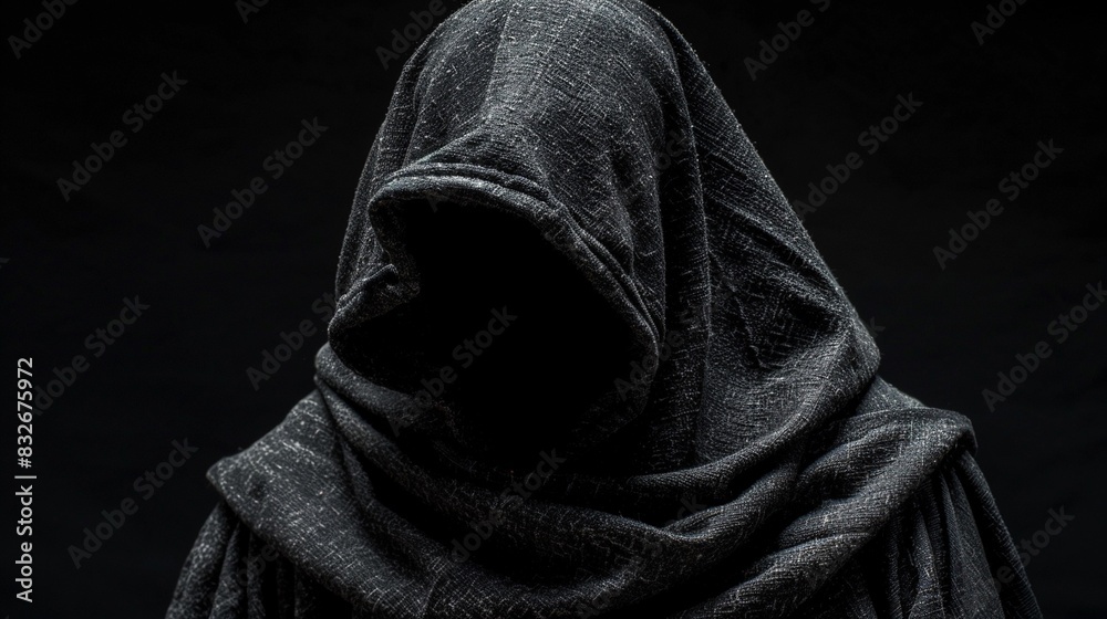 Death demon in the hood in dark, concept of mysterious demon, for ...