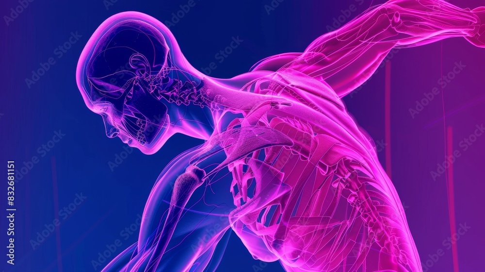 Human body with an emphasis on the skeletal and muscular systems. The ...