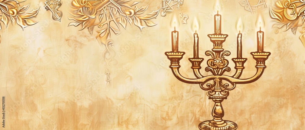 Blank vintage card for Hanukkah, in classic styles, with menorah icons ...
