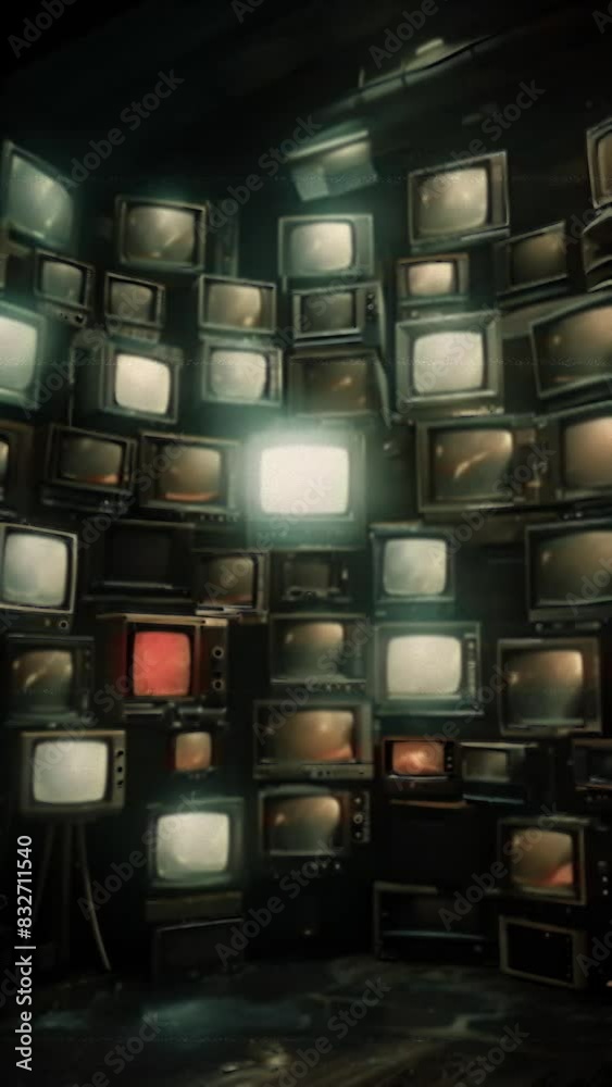Vintage television screens flickering. Close Up Footage of a Retro TV ...