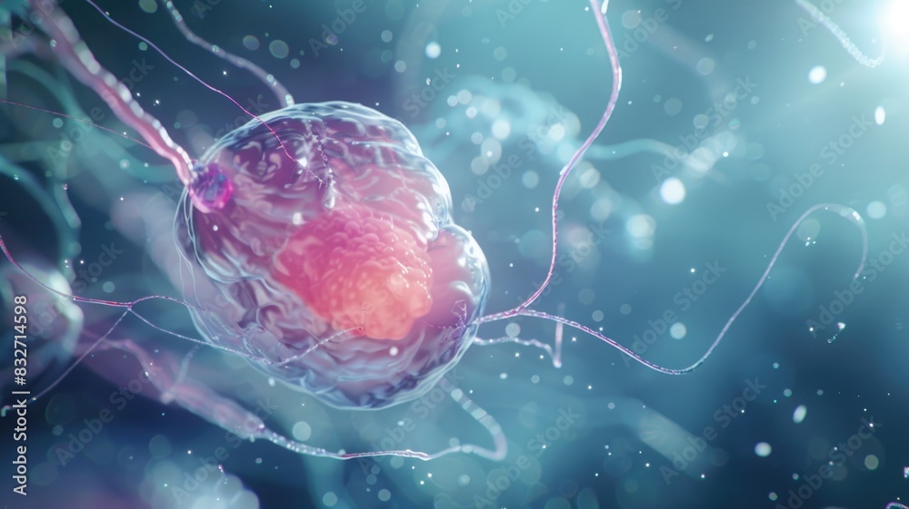 An engaging animation of a sperm cell fertilizing an egg, leading to ...