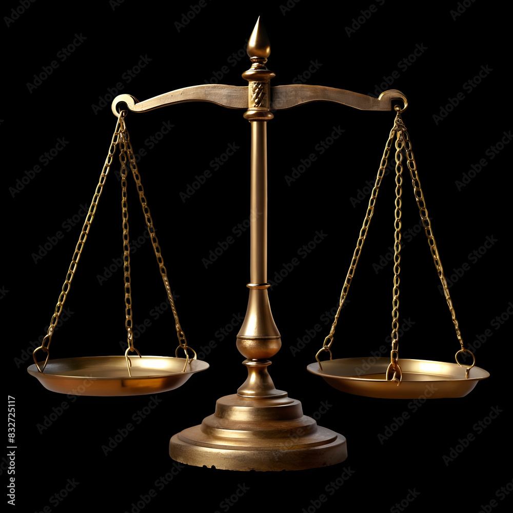 balance scale isolated on transparent background . Golden Libra scales ...