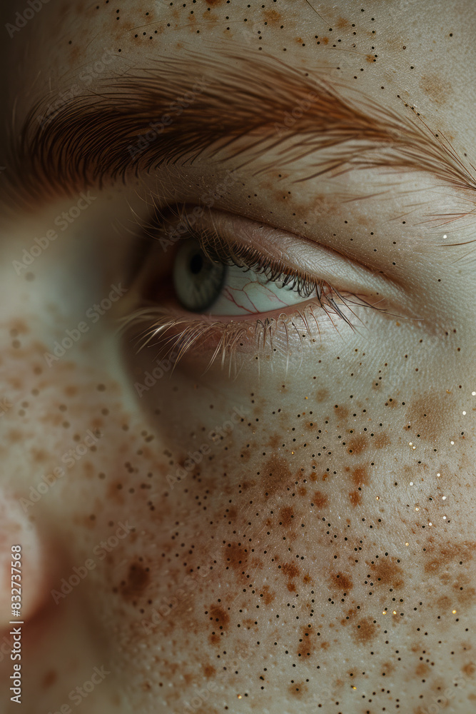 Detailed view of a birthmark resembling a constellation, with tiny dots ...