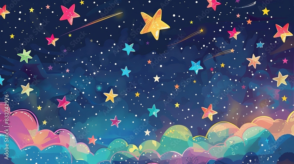 A colorful and shiny night sky filled with stars, creating an outer ...