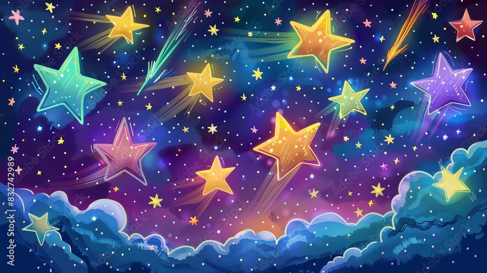 A colorful and shiny night sky filled with stars, creating an outer ...