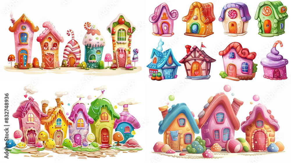 cute fairytale cartoon house clipart isolated on white background ...
