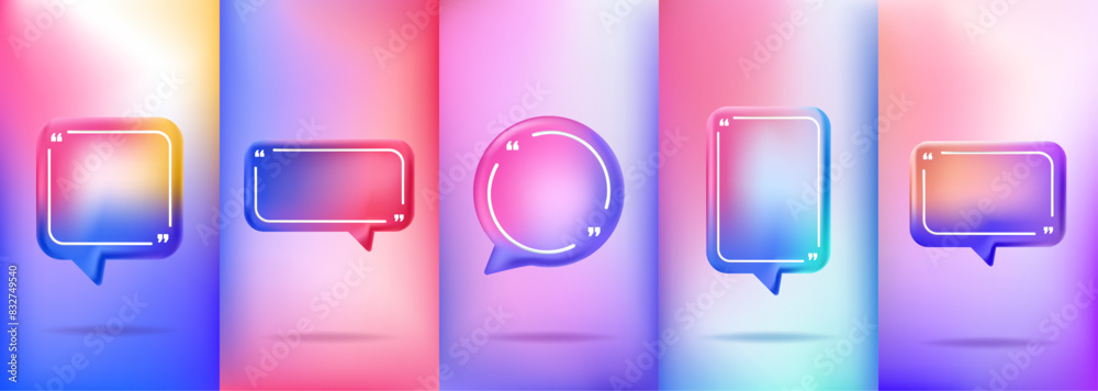 Vector illustration. 3d minimalist flyers set. Quote frames blank ...