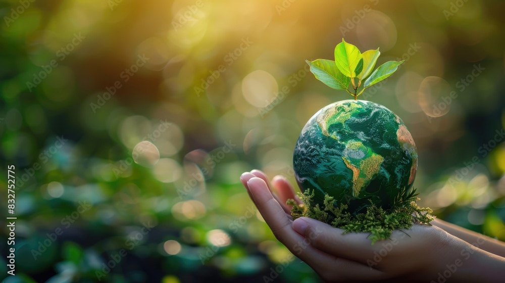 Woman hand holding earth, save planet, earth day, sustainable living ...