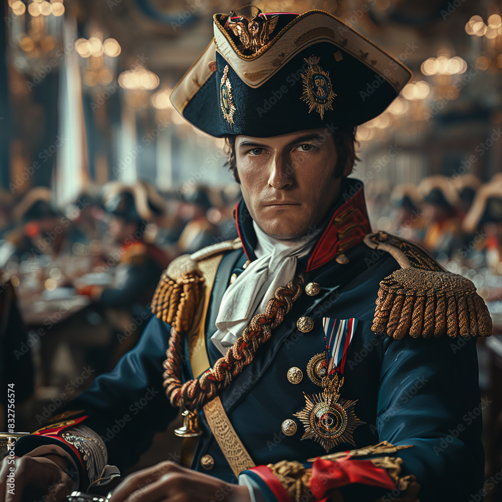 Napoleon Bonaparte, military uniform, strategic leader, strategizing in ...