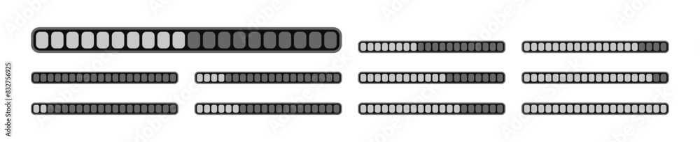Set of vector loading icons. Percentage loading bar infographic icon ...