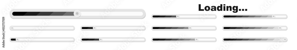 Set of vector loading icons. Percentage loading bar infographic icon ...
