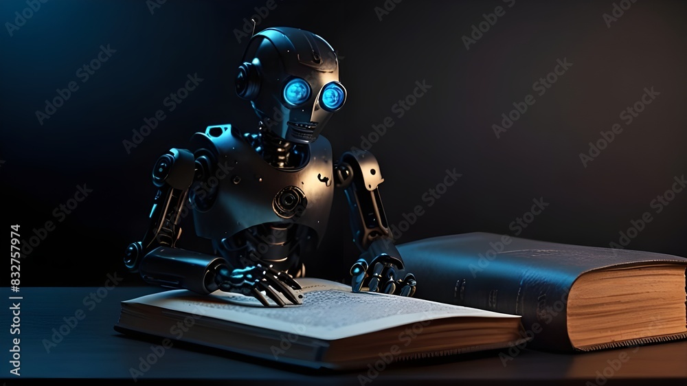Robotic Scholar: Exploring the Future with a Book, AI-generated image ...