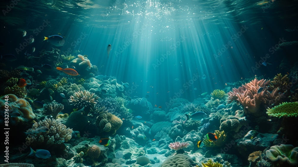 coral reef with fish and coral great barrier reef colorful fishes harp ...